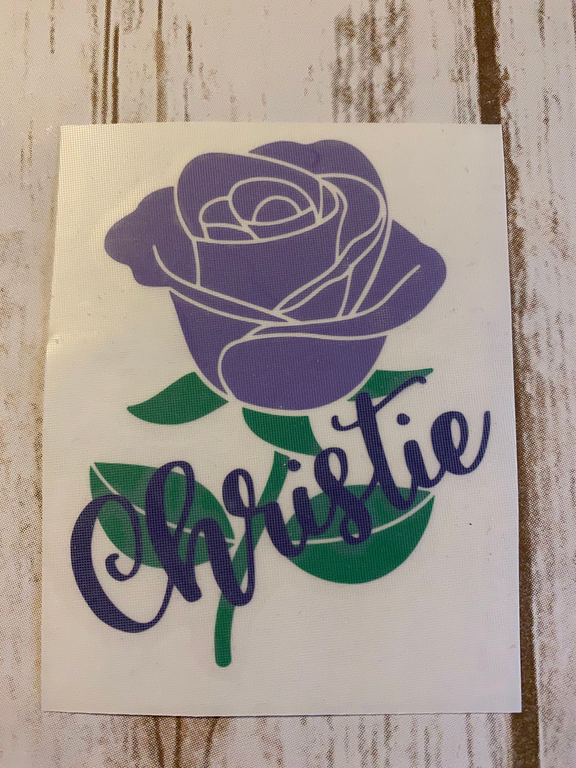 Rose Decal Monogram Decal Personalized Rose Decal - Etsy