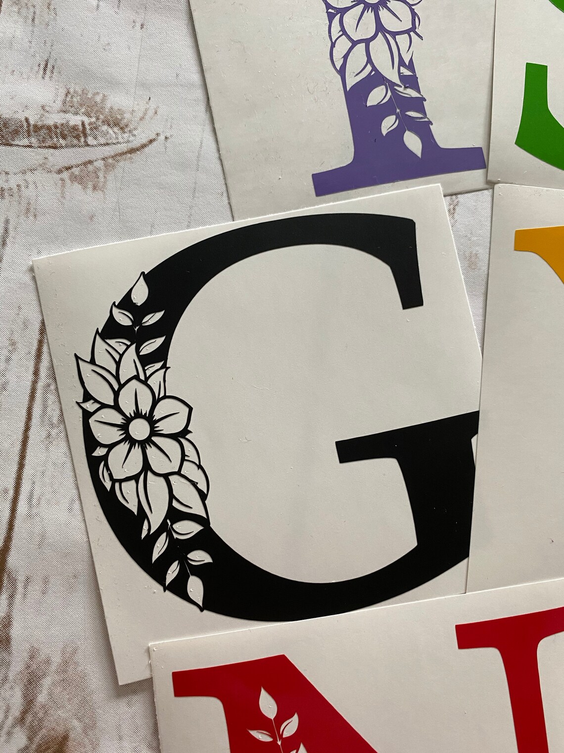Single Letter Decal Floral Letter Vinyl Vinyl Decal | Etsy