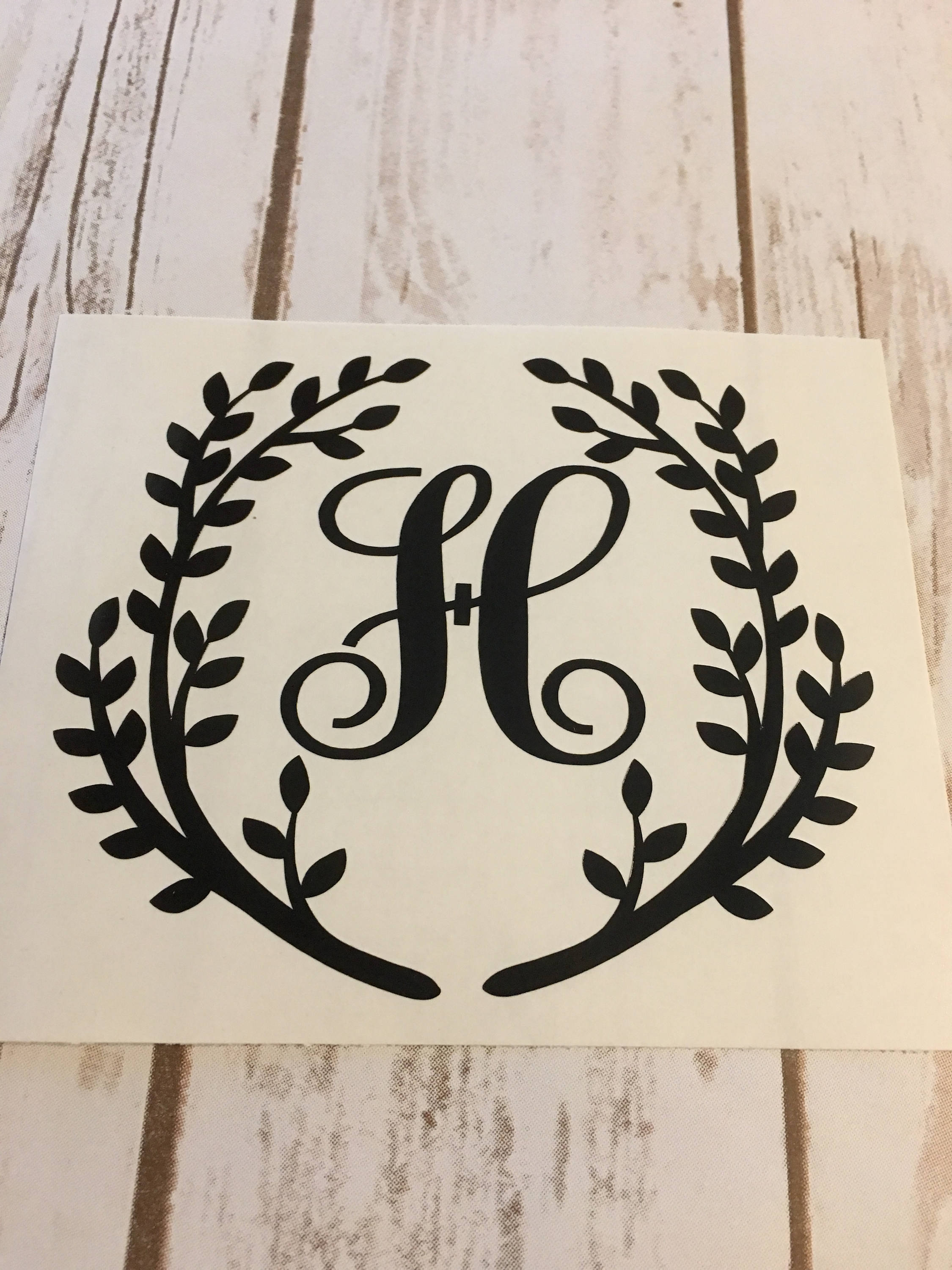 Laurel Frame Monogram Laurel Single Letter Decal Laurel - Etsy