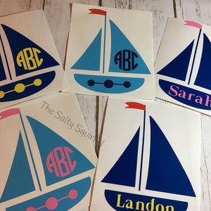 Sailboat Monogram Decal Custom Monogram Decal - Etsy