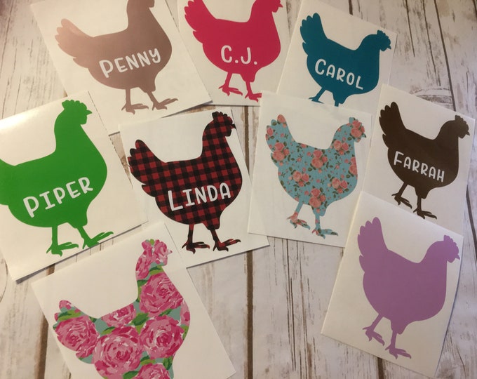 Chicken Decal - Monogram Decal - Personalized Chicken Decal - Tumbler ...