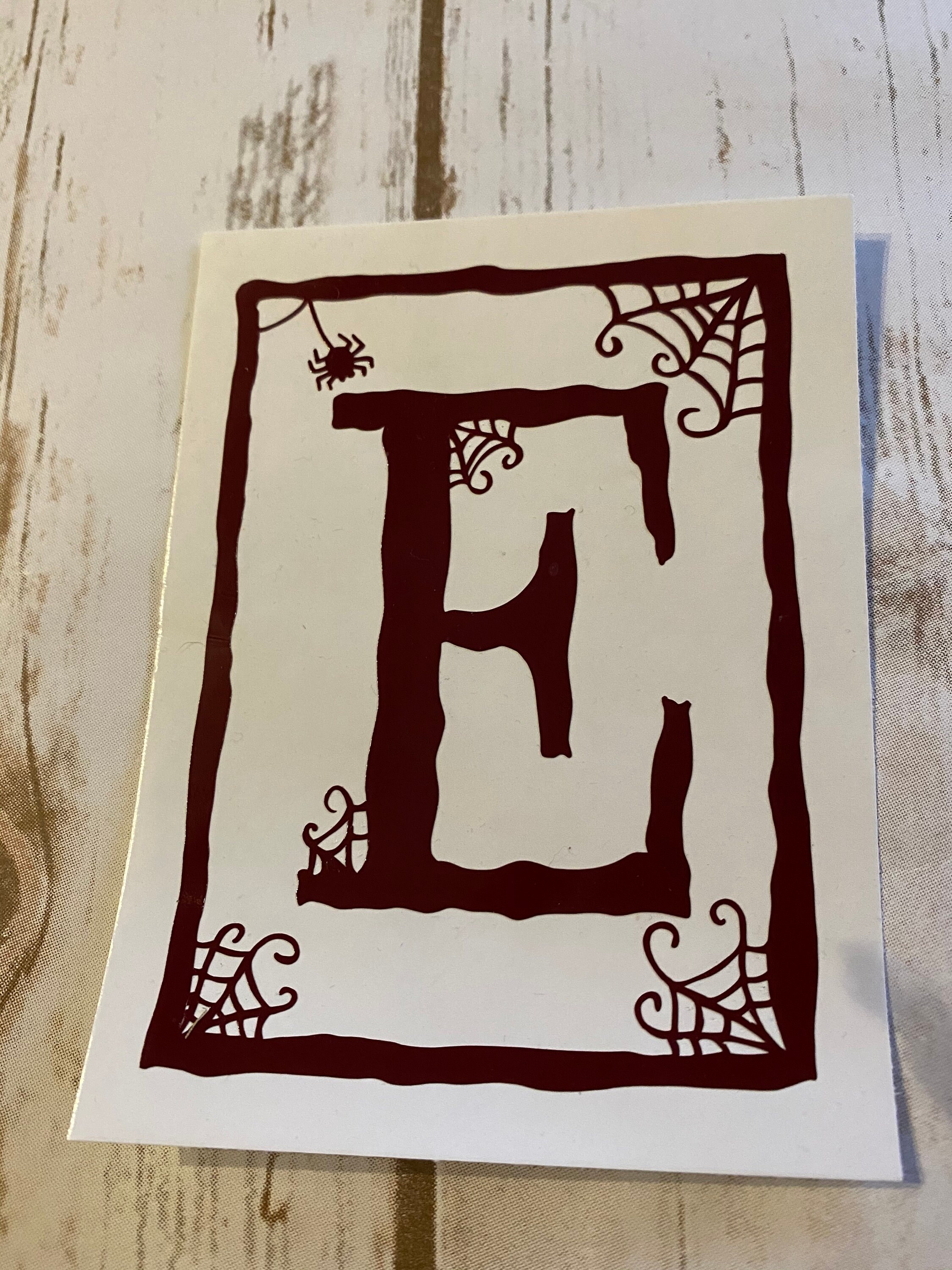 Single Letter Cobweb Square Frame Vinyl Decal Halloween - Etsy