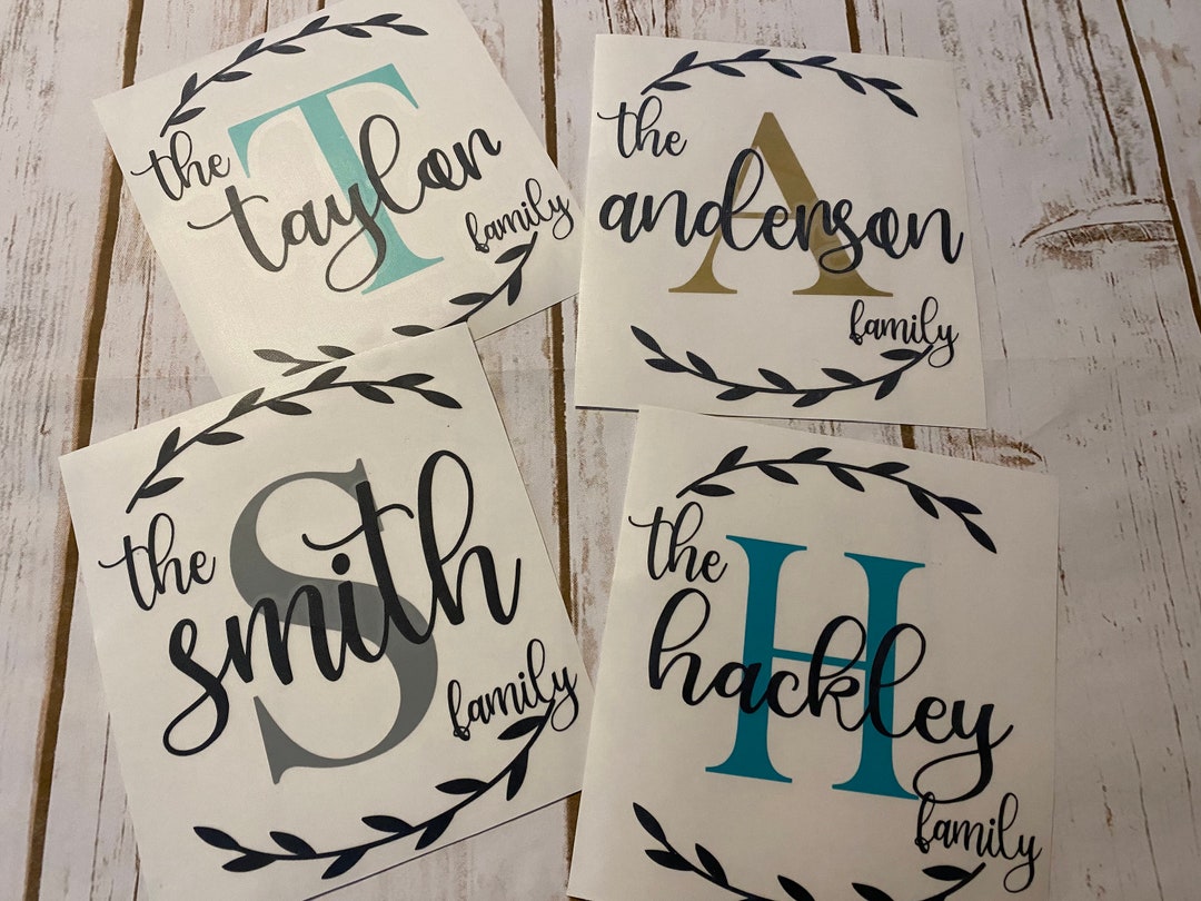 Laurel Framed Vinyl Decal Laurel Decal Monogram Decal Family Decal Fast ...