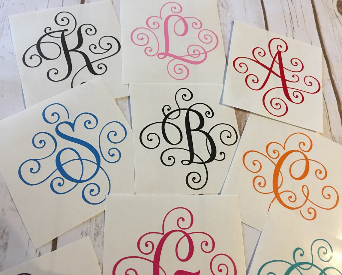 Single Letter Decal Scroll Letter Vinyl Decal Swirly - Etsy