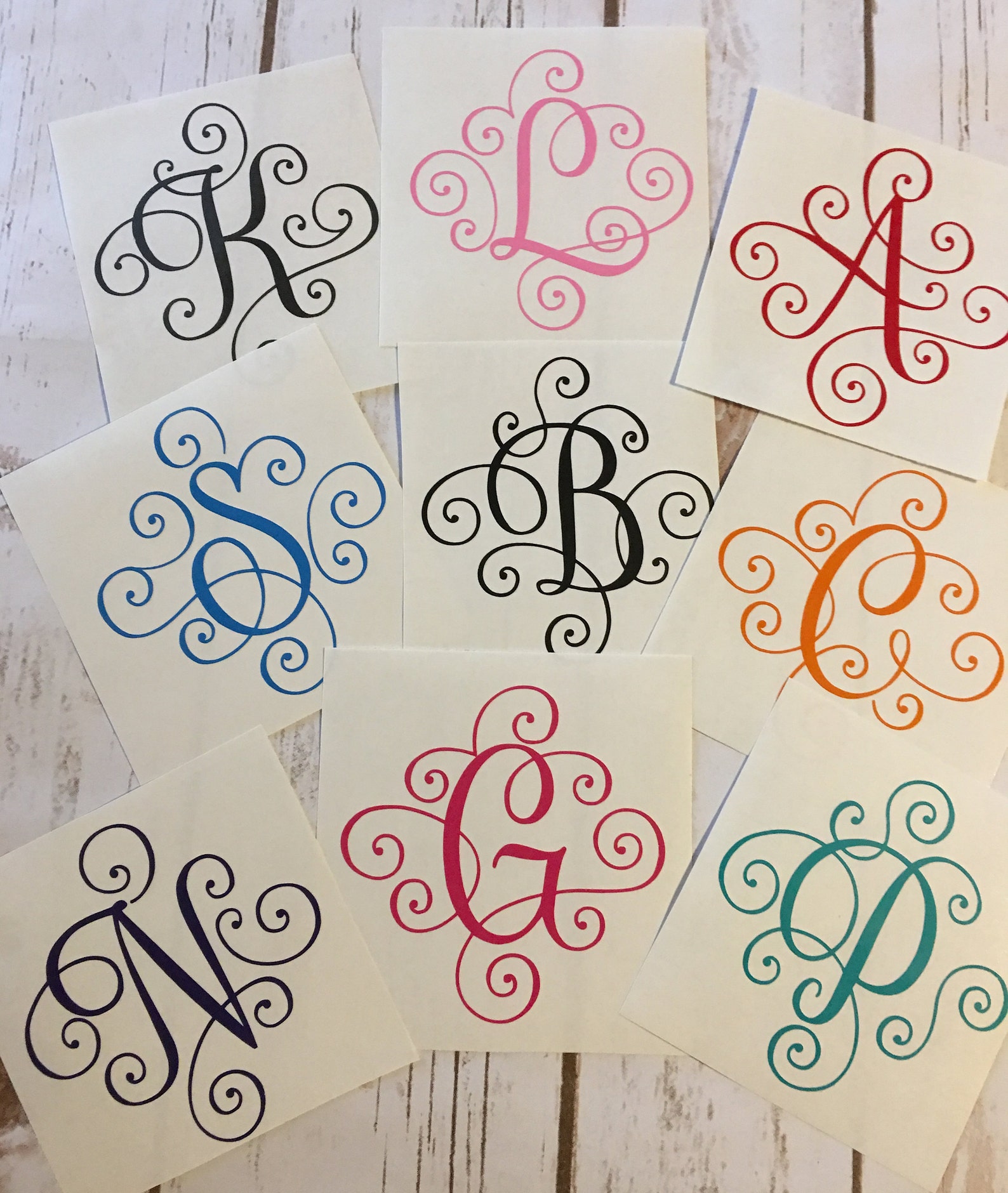 Single Letter Decal Scroll Letter Vinyl Decal Swirly - Etsy