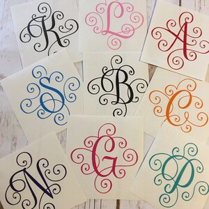 Single Letter Decal Scroll Letter Vinyl Decal Swirly Letter Decal Vinyl ...