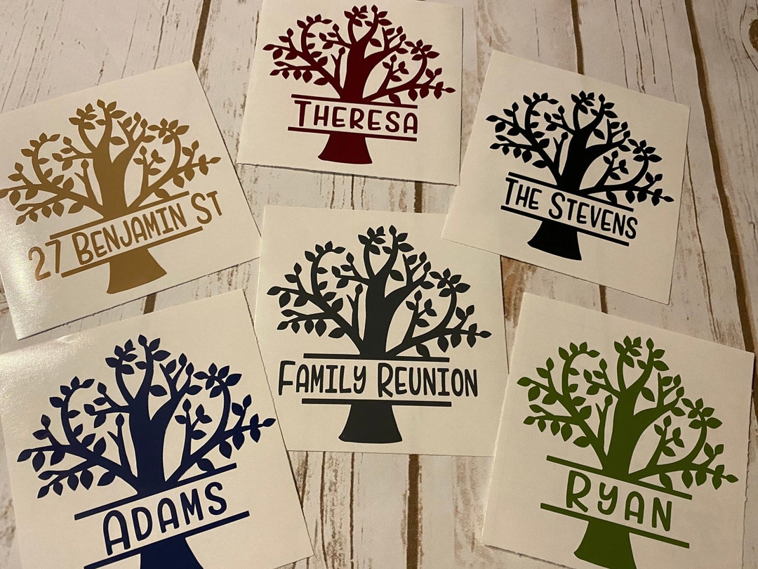 Split Tree Monogram Tree Name Decal Split Tree Vinyl Decal Vinyl Decal ...