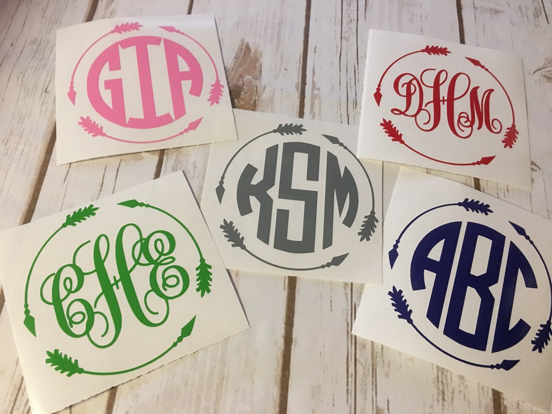 Arrow Monogram Decal Arrow Frame Decal Monogram Vinyl - Etsy