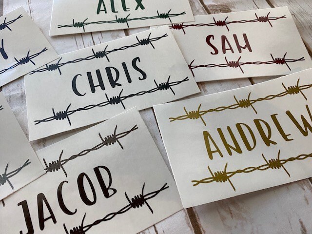 Barbed Wire Monogram Decal Vinyl Decal Barbed Wire Vinyl - Etsy