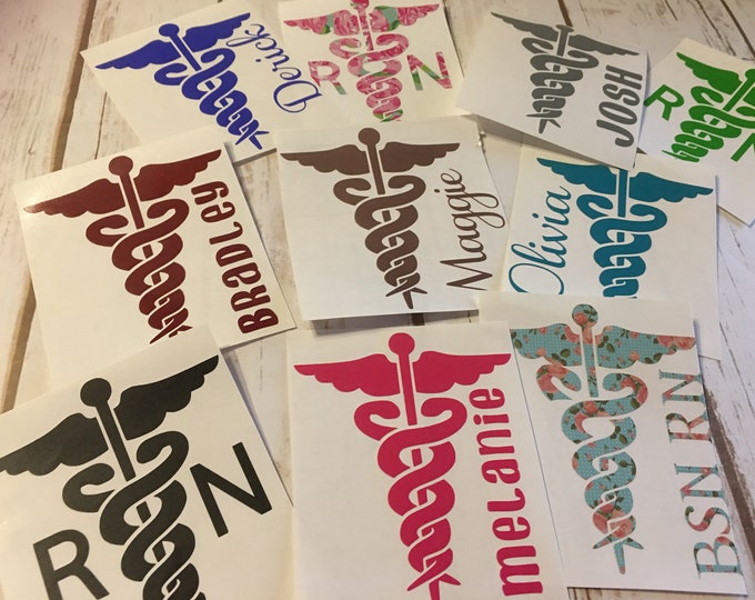 Caduceus Decal Name Decal Vinyl Decal YETI Decal Personalized Caduceus ...