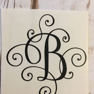 Single Letter Decal Scroll Letter Vinyl Decal Swirly Letter Decal Vinyl ...