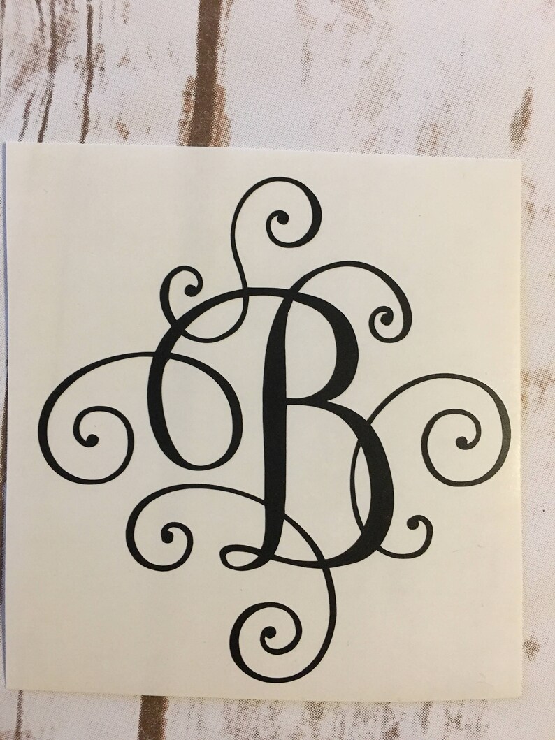 Single Letter Decal Scroll Letter Vinyl Decal Swirly | Etsy