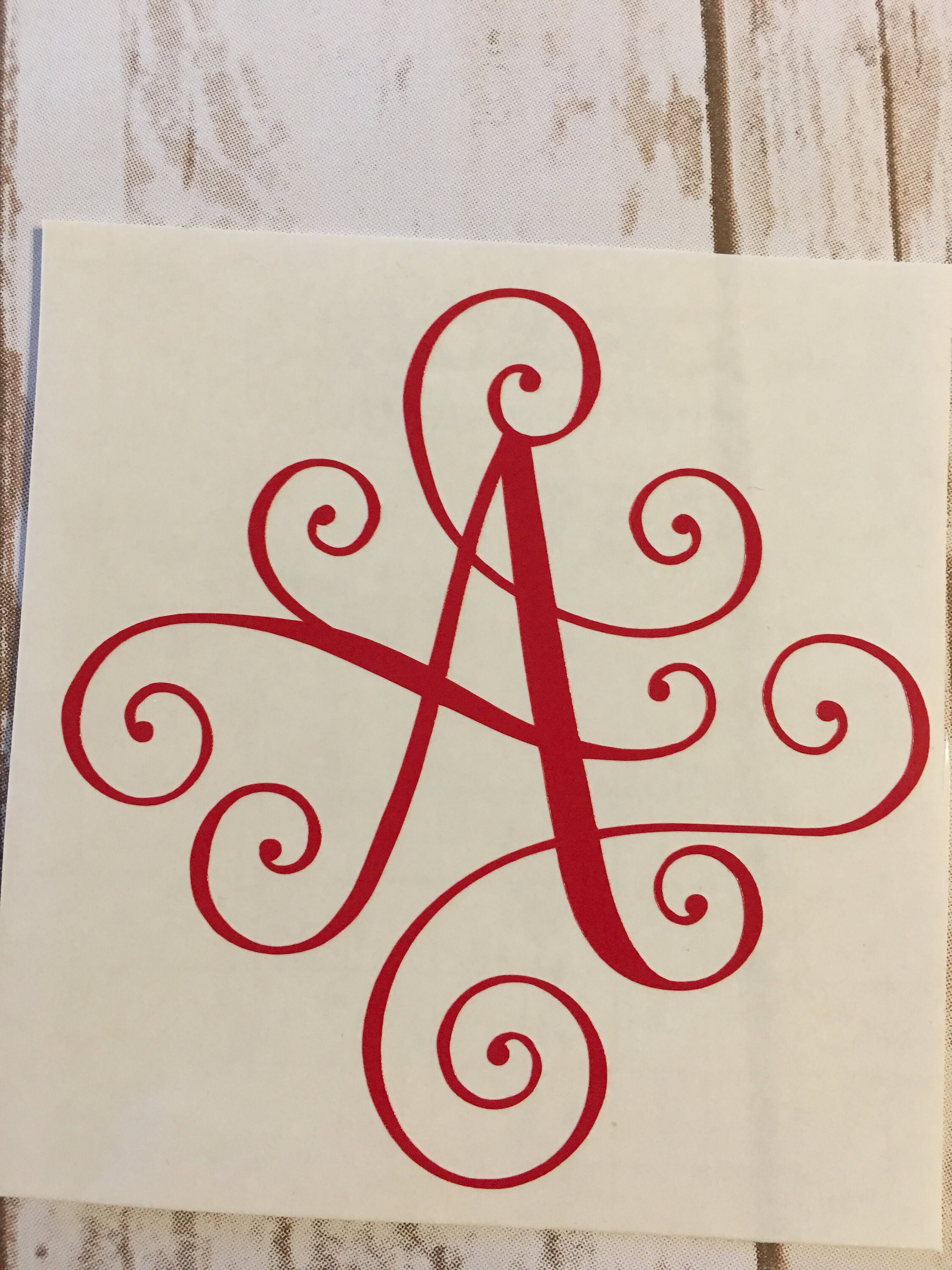 Single Letter Decal Scroll Letter Vinyl Decal Swirly - Etsy
