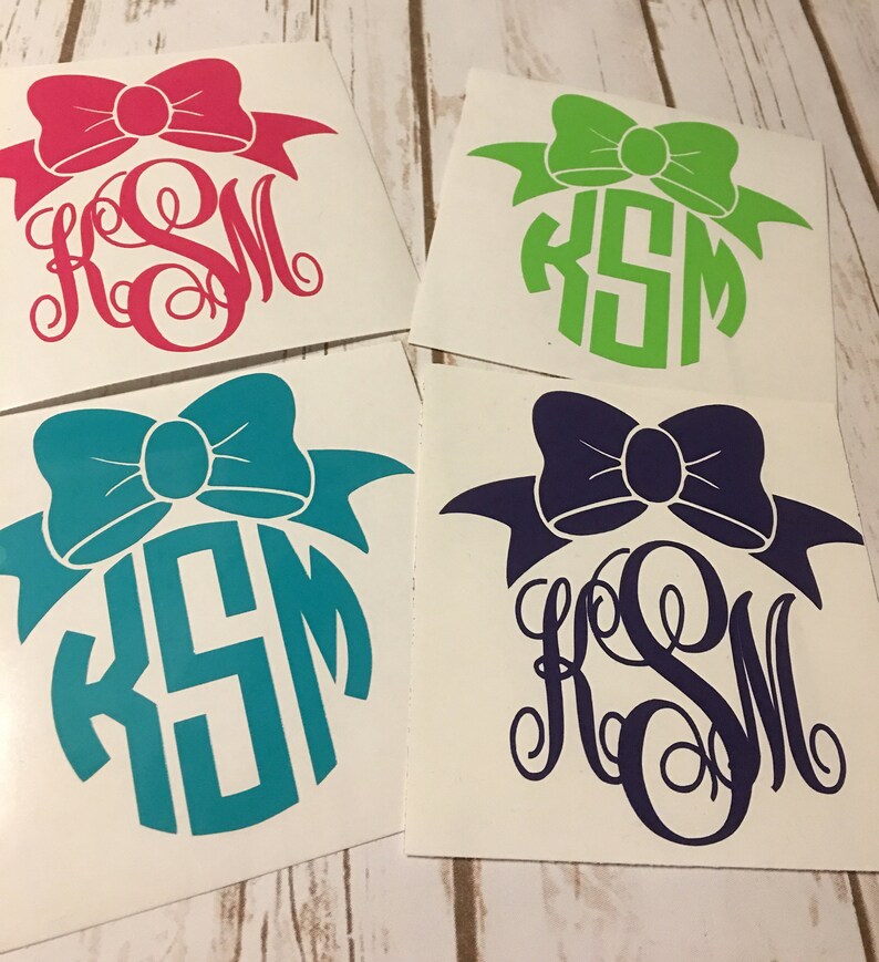 Bow Monogram Decal Monogram Decals Vinyl Personalized | Etsy