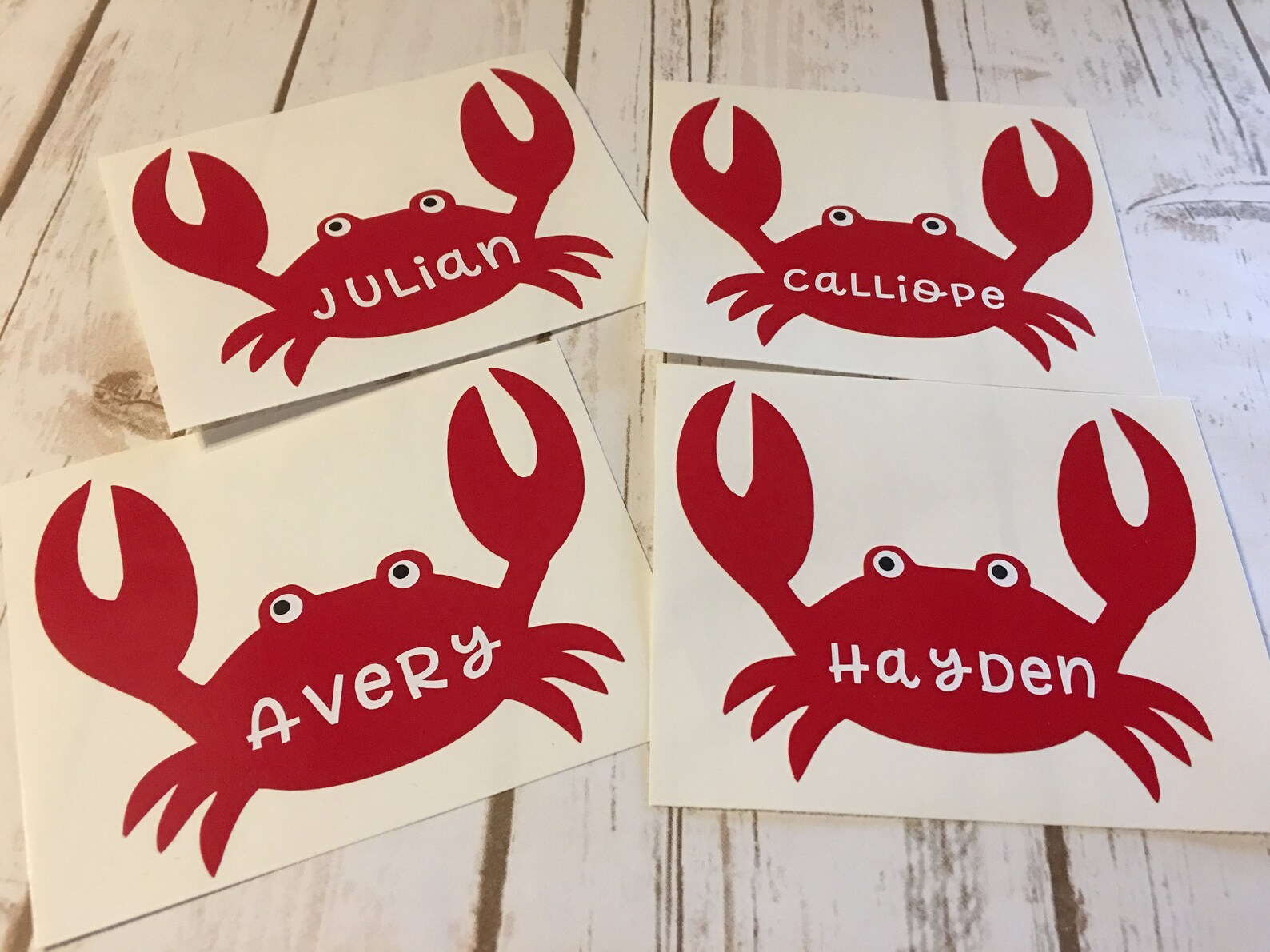 CRAB monogram decal personalized crab vinyl decal beach pail | Etsy