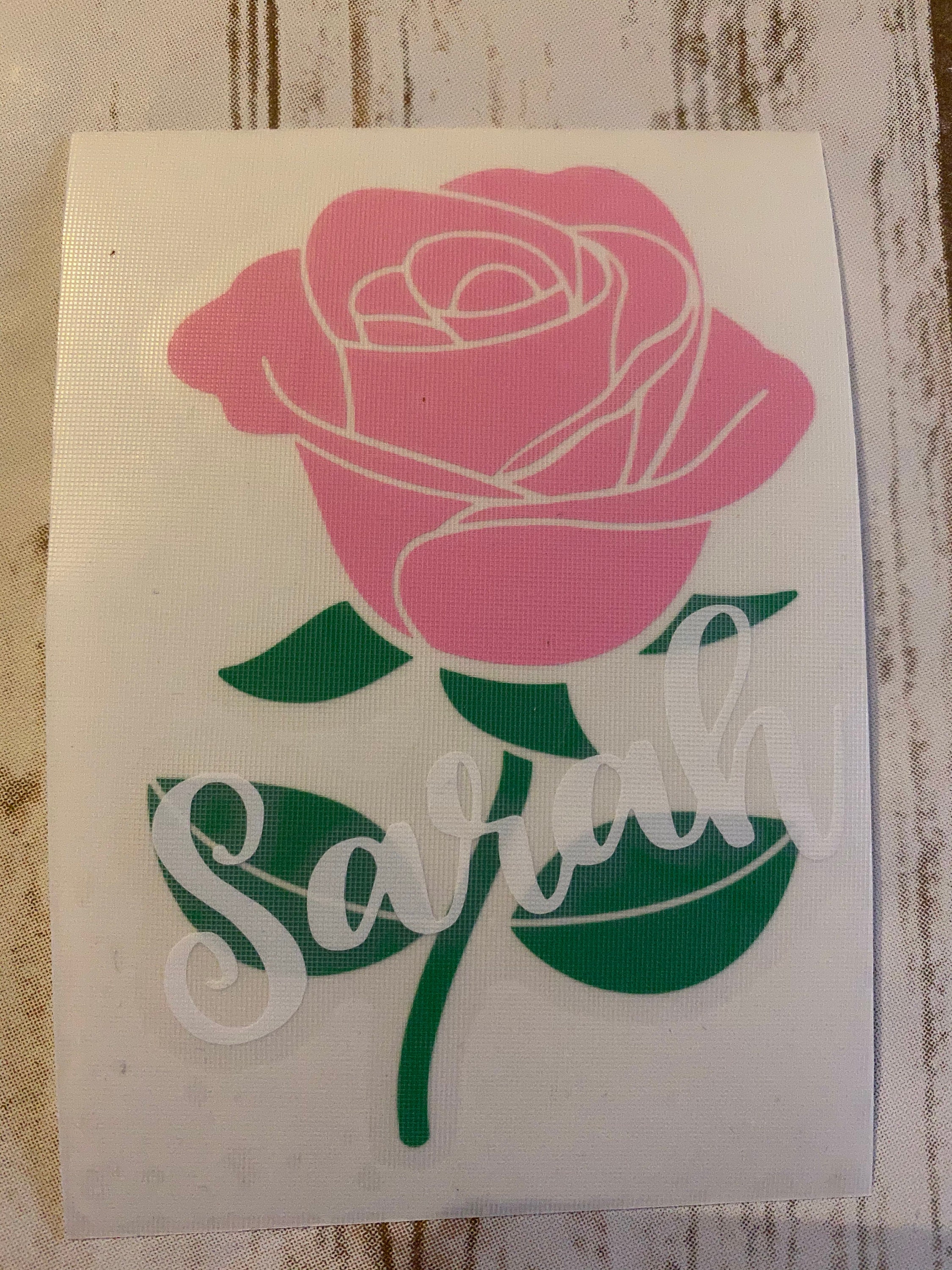 Rose Decal Monogram Decal Personalized Rose Decal - Etsy