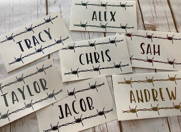 Barbed Wire Monogram Decal Vinyl Decal Barbed Wire Vinyl - Etsy
