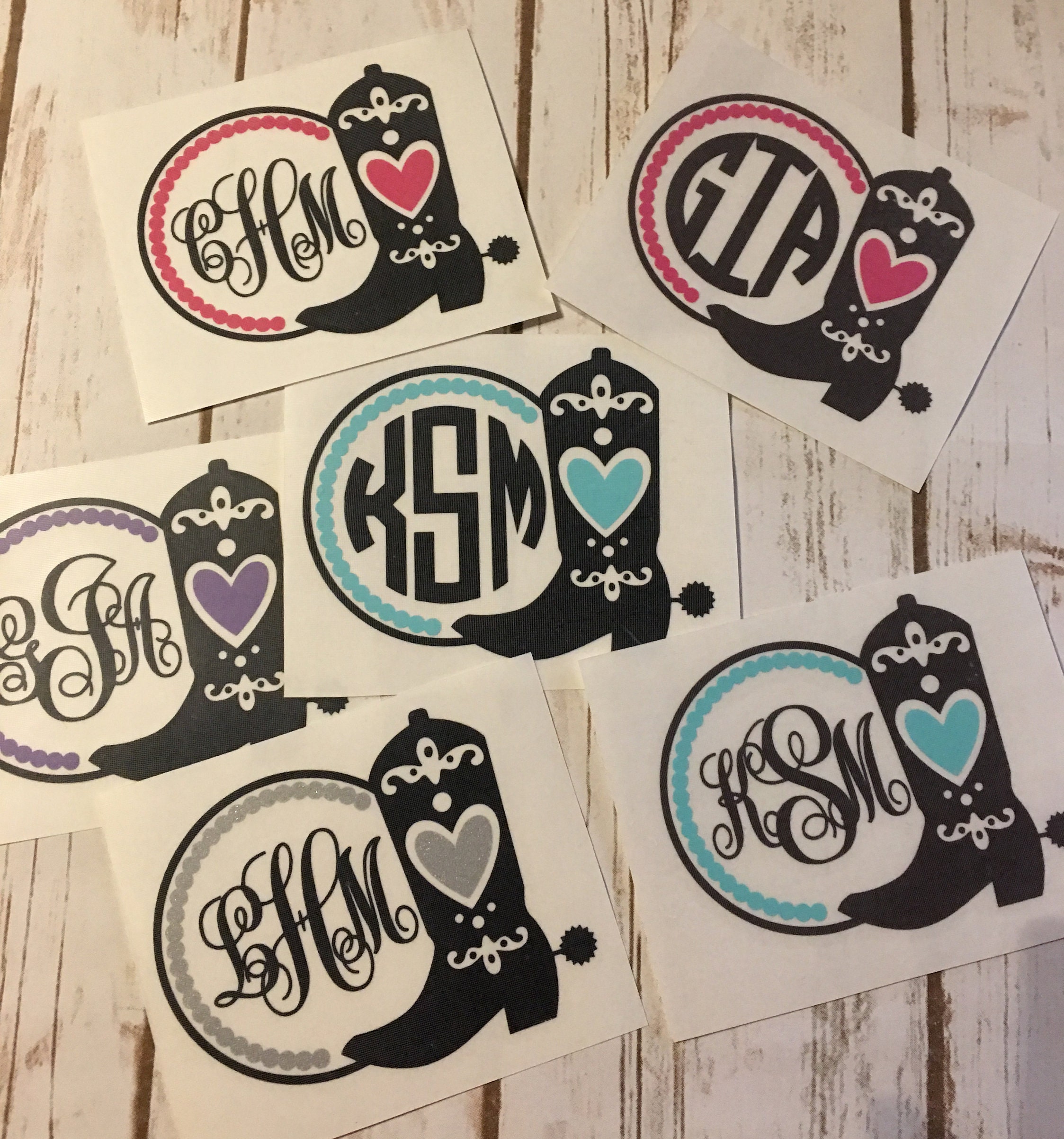 Boot Frame Monogram Cowboy Boot Decal Boot Monogram - Etsy