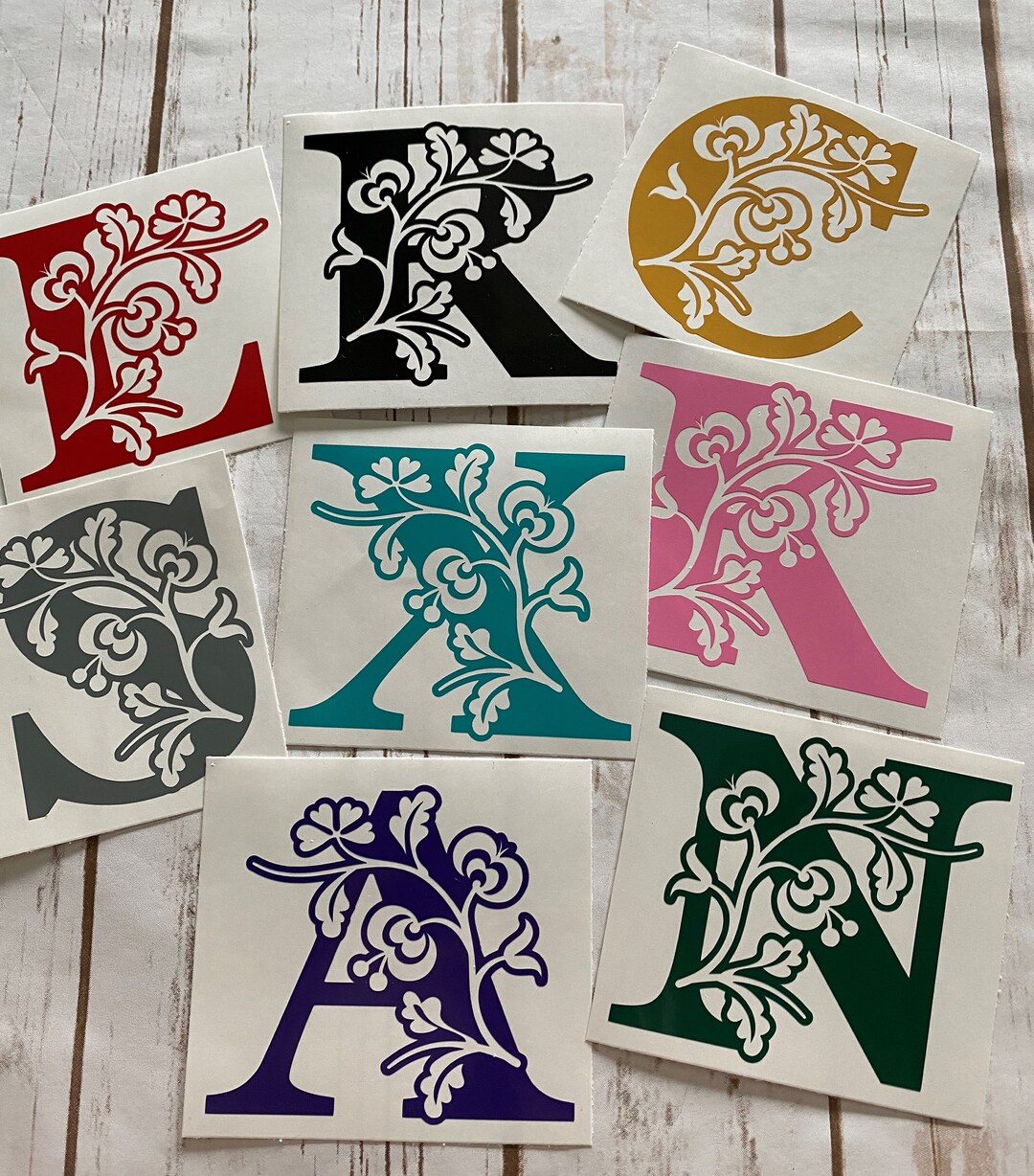 Single Letter Decal Floral Letter Vinyl Vinyl Decal Vinyl Letter Flower ...