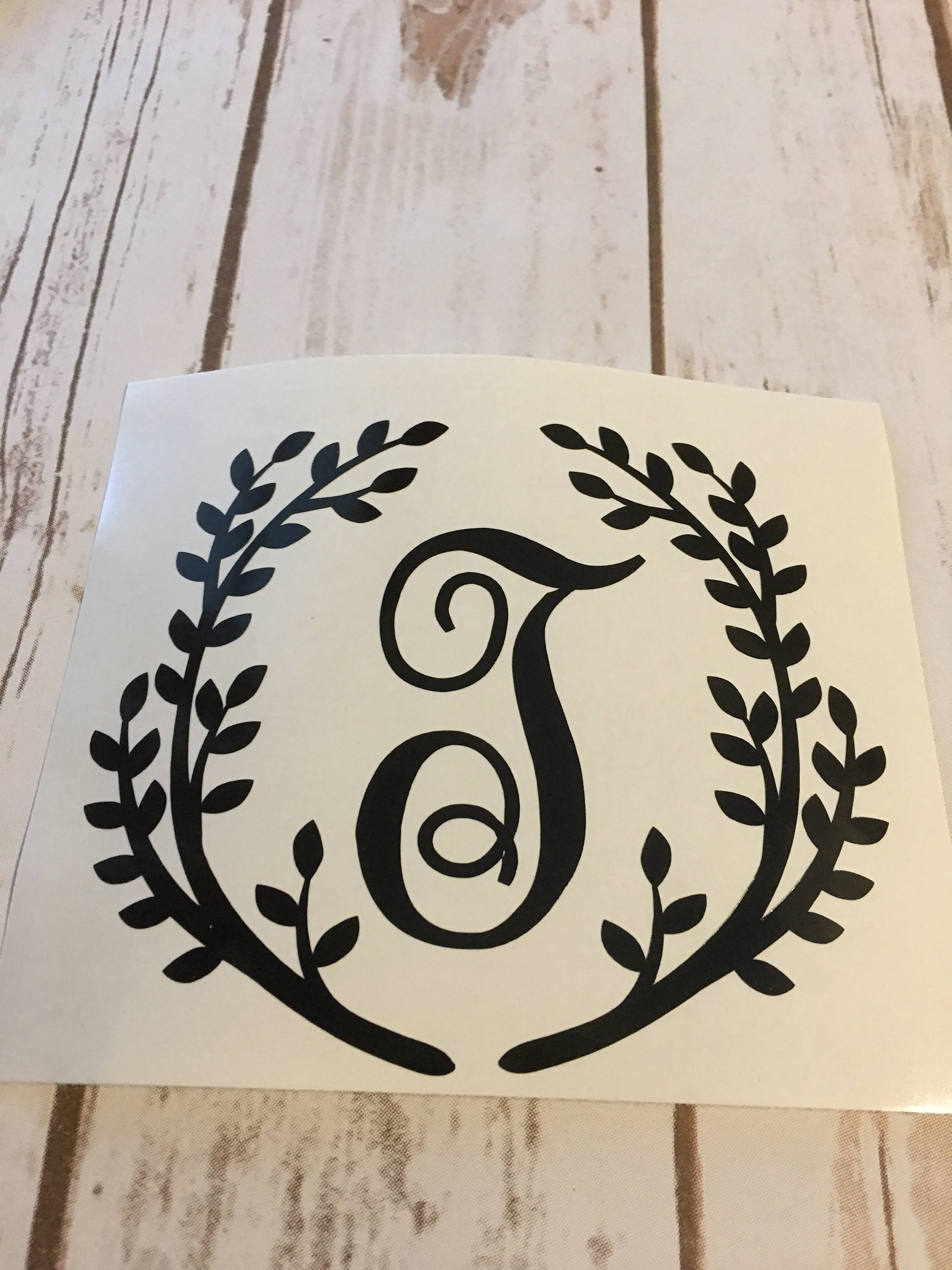 Laurel Frame Monogram Laurel Single Letter Decal Laurel - Etsy