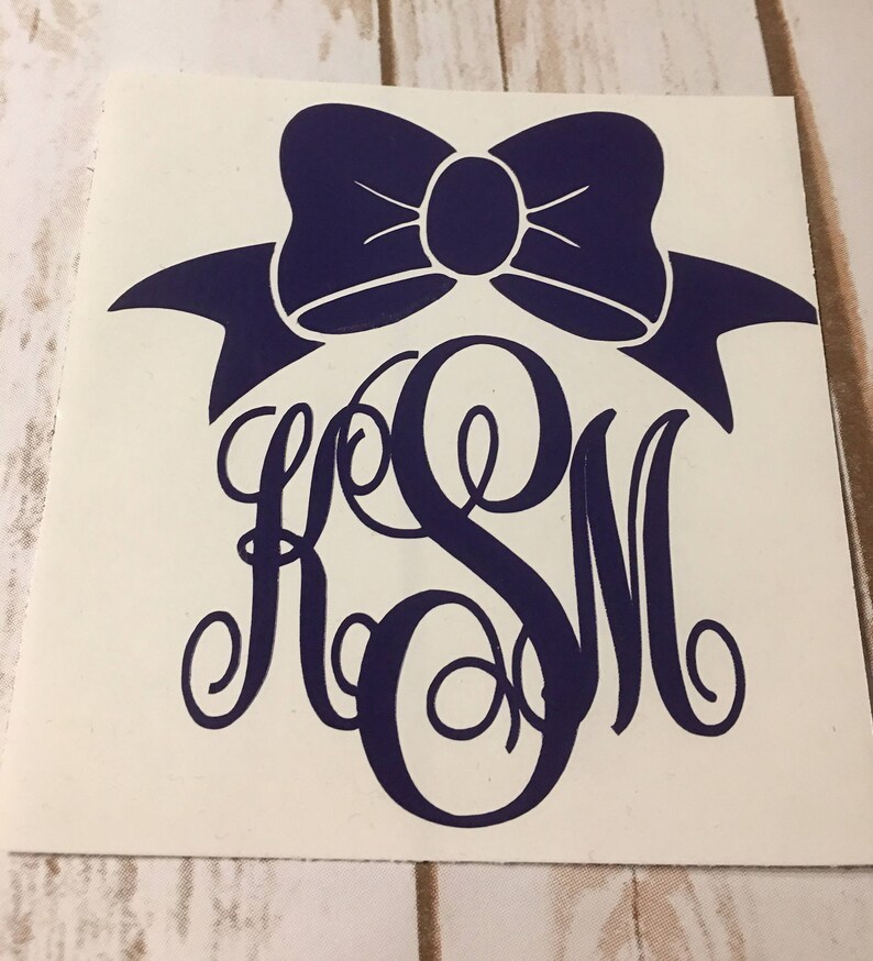 Bow Monogram Decal Monogram Decals Vinyl Personalized | Etsy