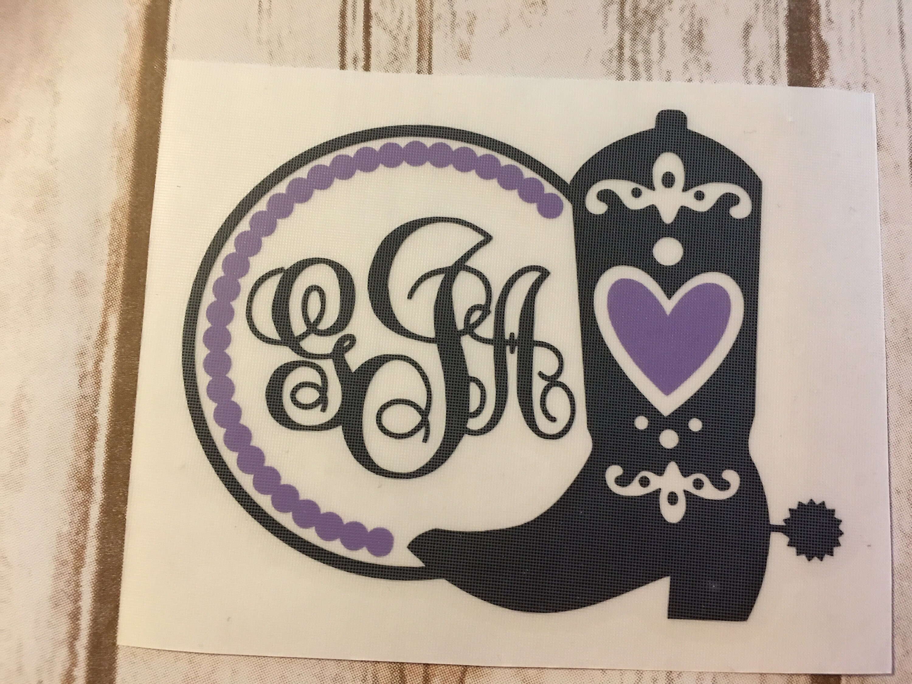 Boot Frame Monogram Cowboy Boot Decal Boot Monogram - Etsy