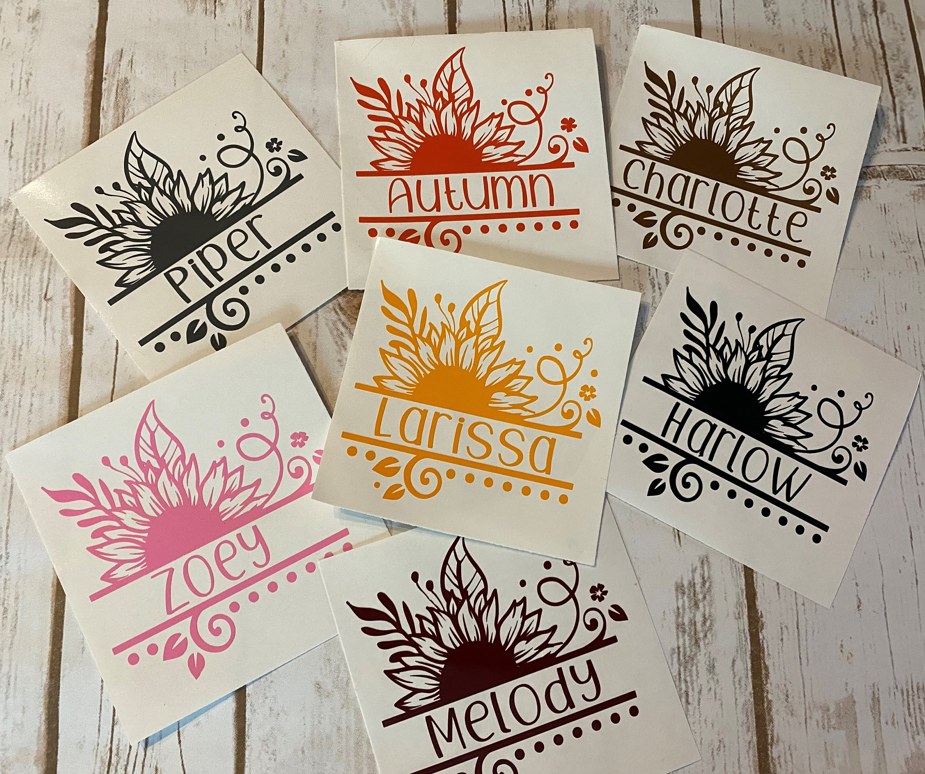 Split Sunflower Decal Sunflower Monogram Decal Flower - Etsy