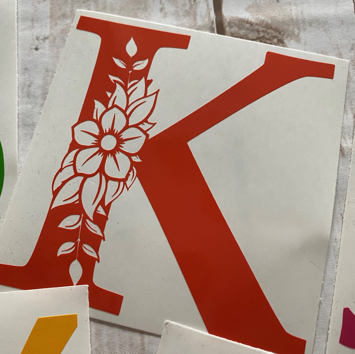 Single Letter Decal Floral Letter Vinyl Vinyl Decal | Etsy