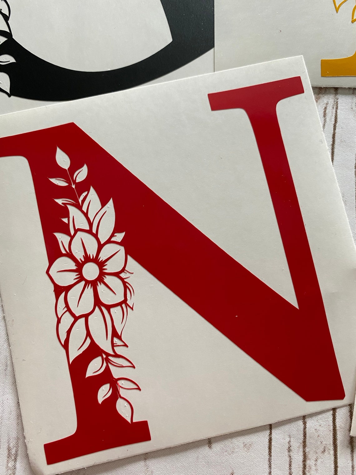 Single Letter Decal Floral Letter Vinyl Vinyl Decal | Etsy