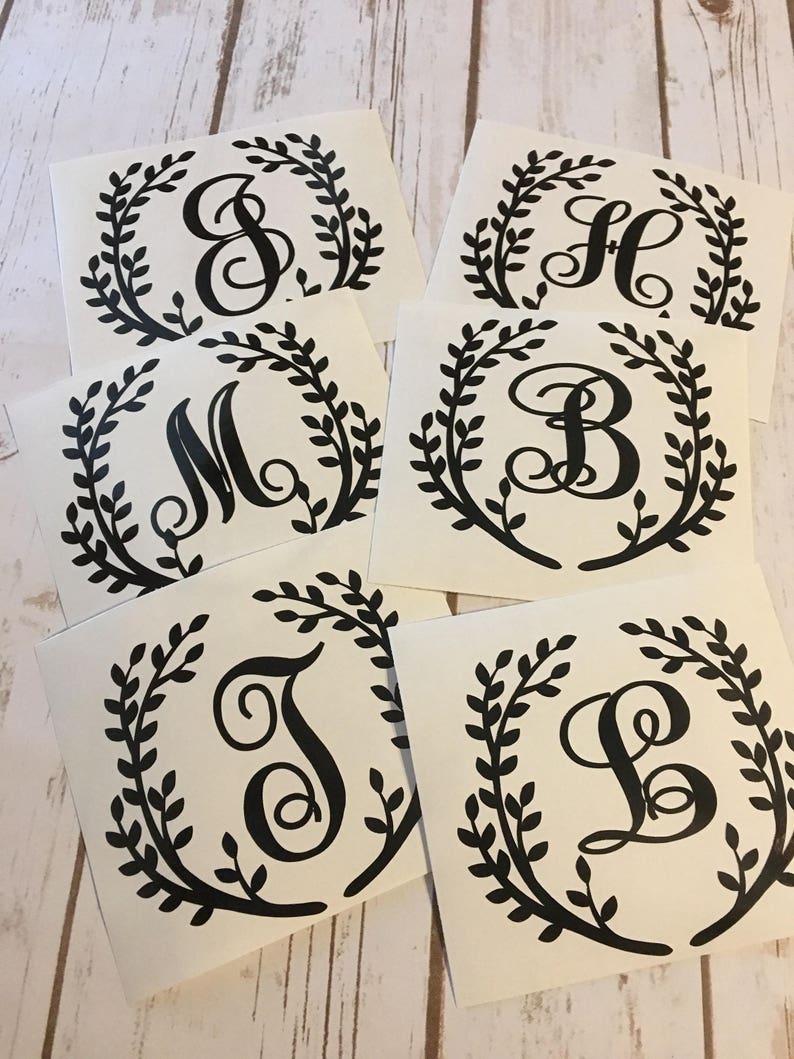 Laurel Frame Monogram Laurel Single Letter Decal Laurel - Etsy