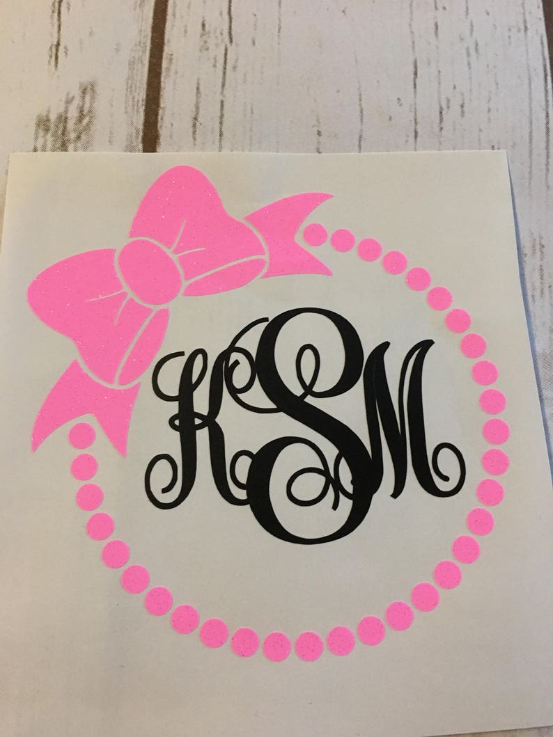 Bow and Pearls Monogram Decal Custom Monogram Decal - Etsy