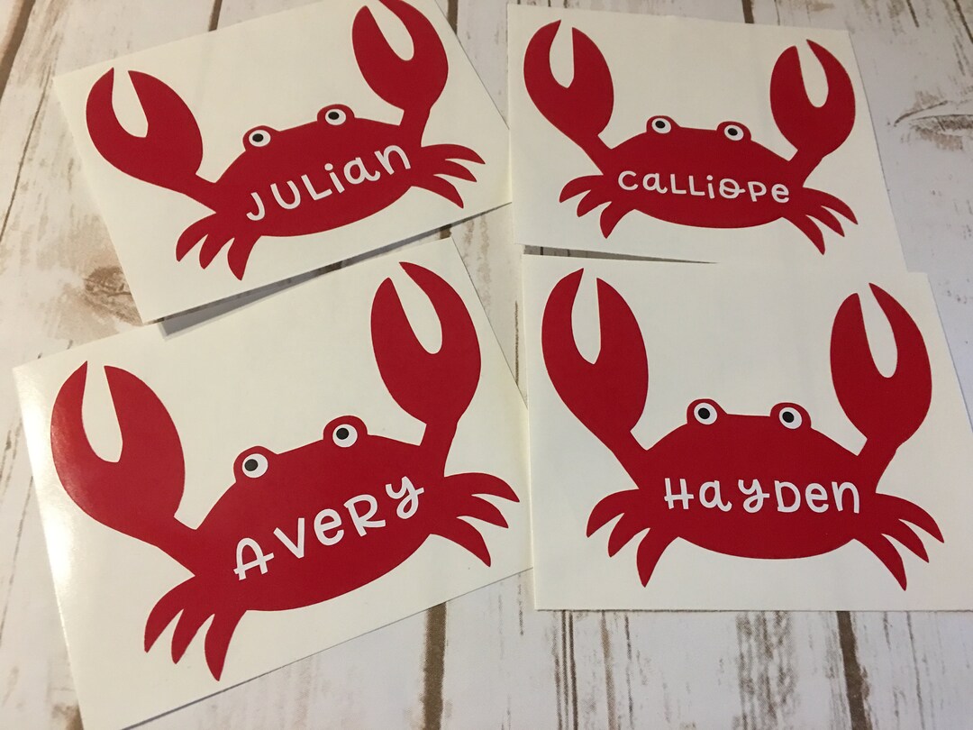 CRAB Monogram Decal, Personalized Crab Vinyl Decal, Beach Pail Decal ...