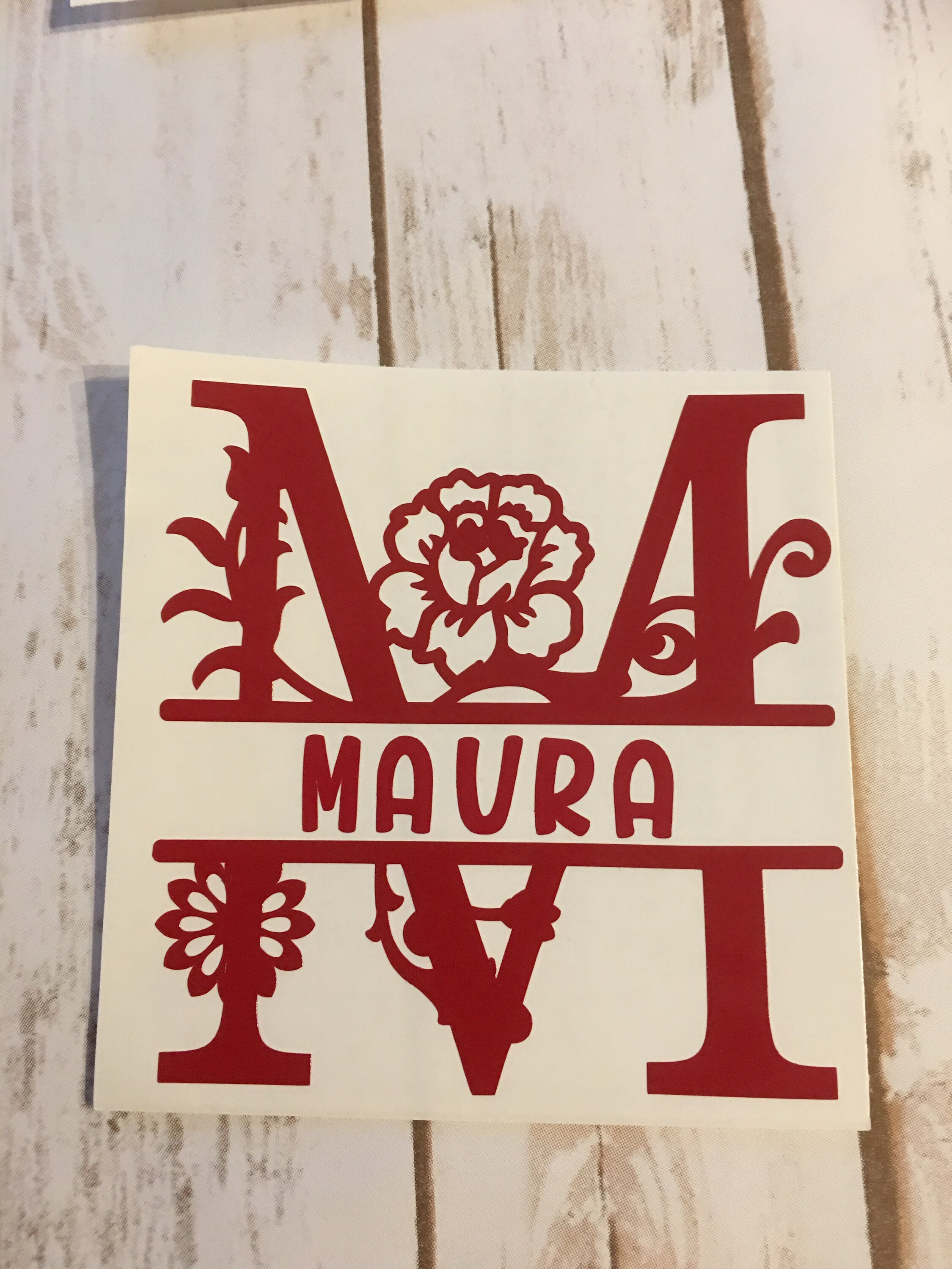 Flower Split Letter Decal Letter With Name Decal Vinyl - Etsy