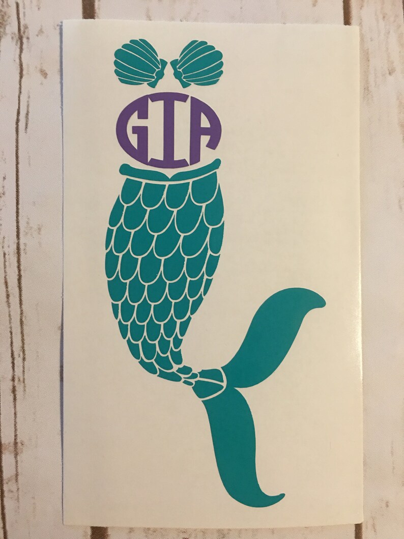 Mermaid Monogram Decal Personalized Mermaid Vinyl Decal - Etsy