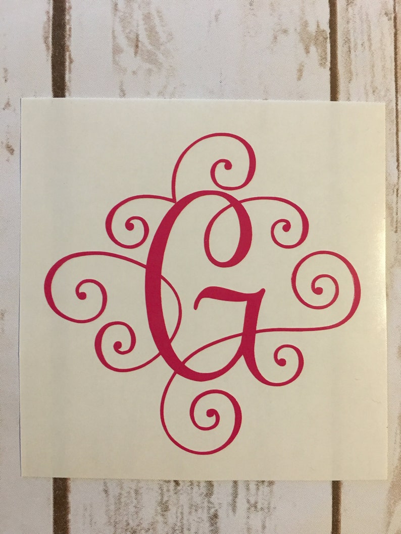 Single Letter Decal Scroll Letter Vinyl Decal Swirly | Etsy