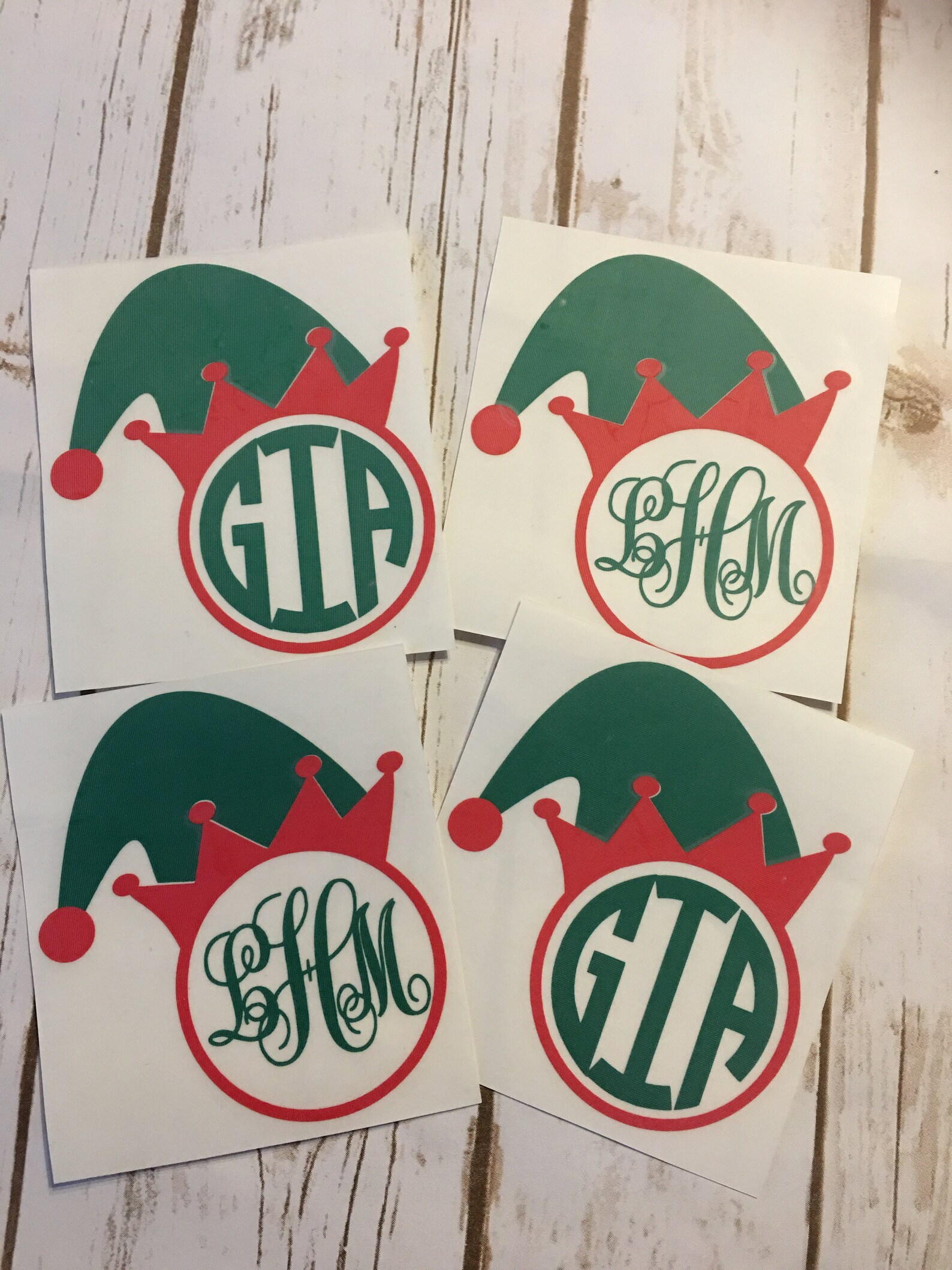 Elf decal holiday decal elf monogram elf sticker | Etsy