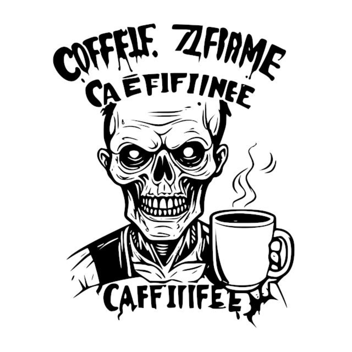 A Humorous SVG Illustration of a Zombie Holding a Coffee Mug, With the ...