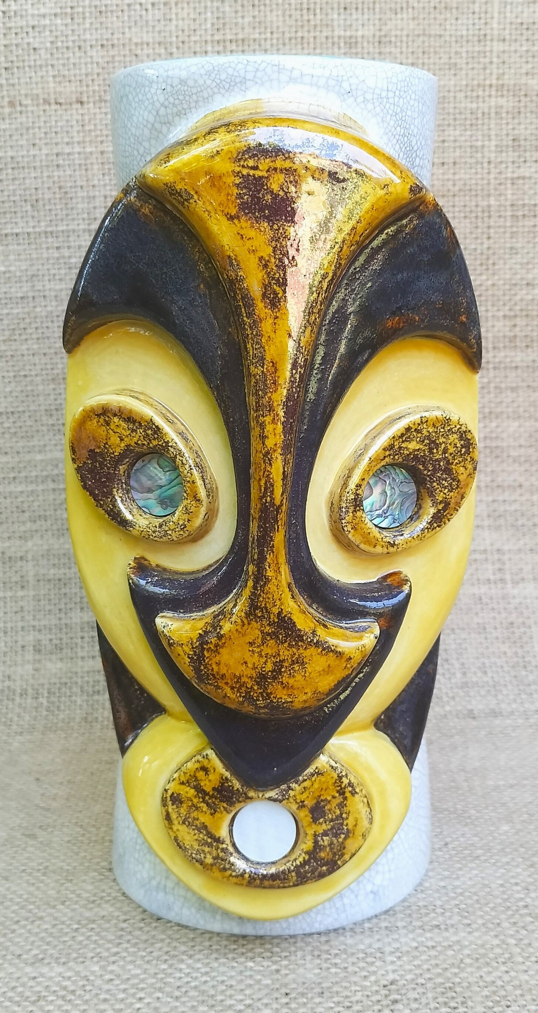 Fog Cutter "png Style Mask" Tiki Mug With Real Paua Shell Eyes. - Etsy