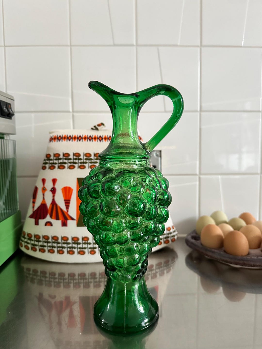 Vintage Italian Carafe Emerald Green Grapes - Etsy