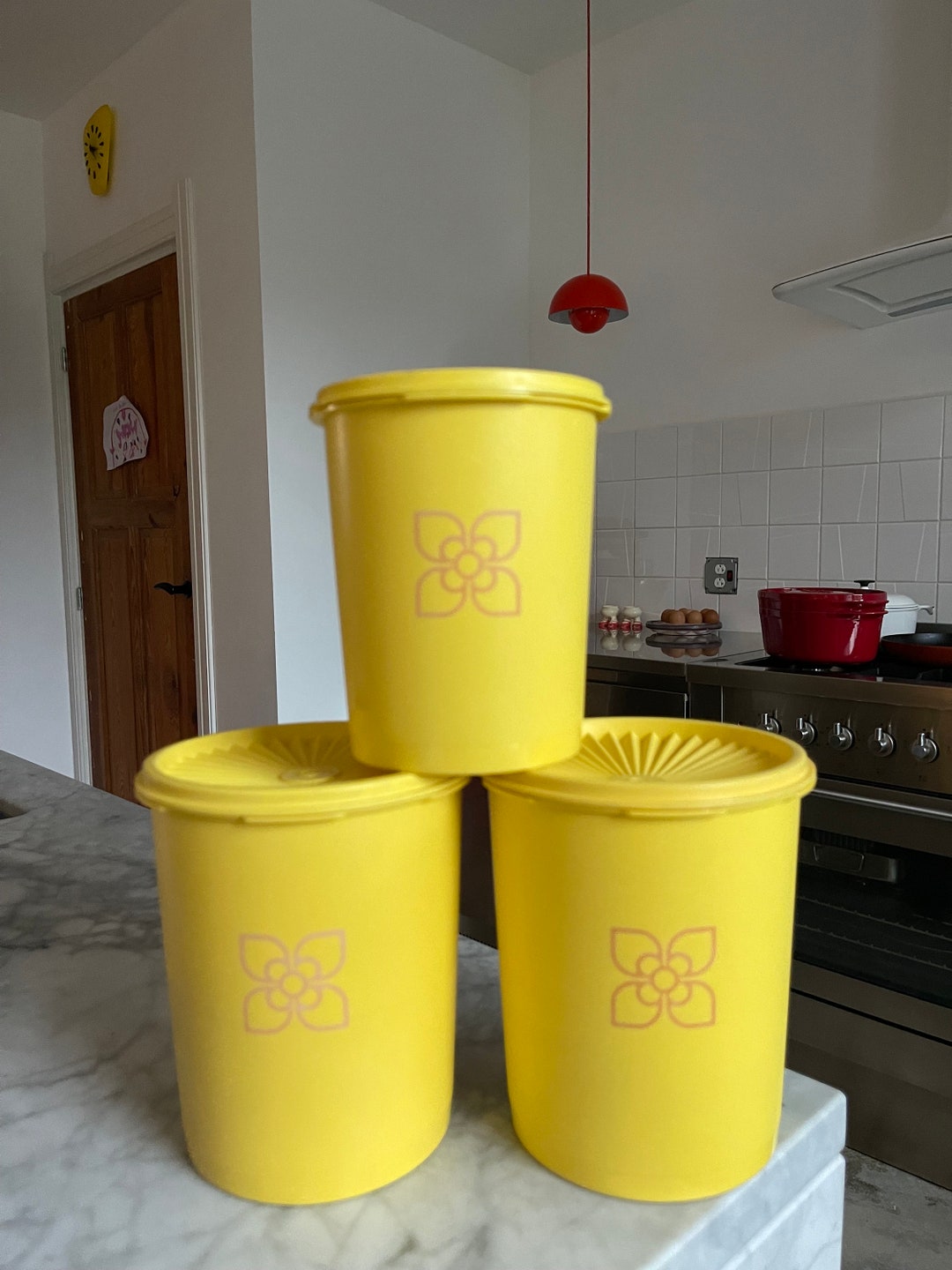 Tupperware Set Lot Geel Harvest Sunburst Starburst Vintage Bakje ...