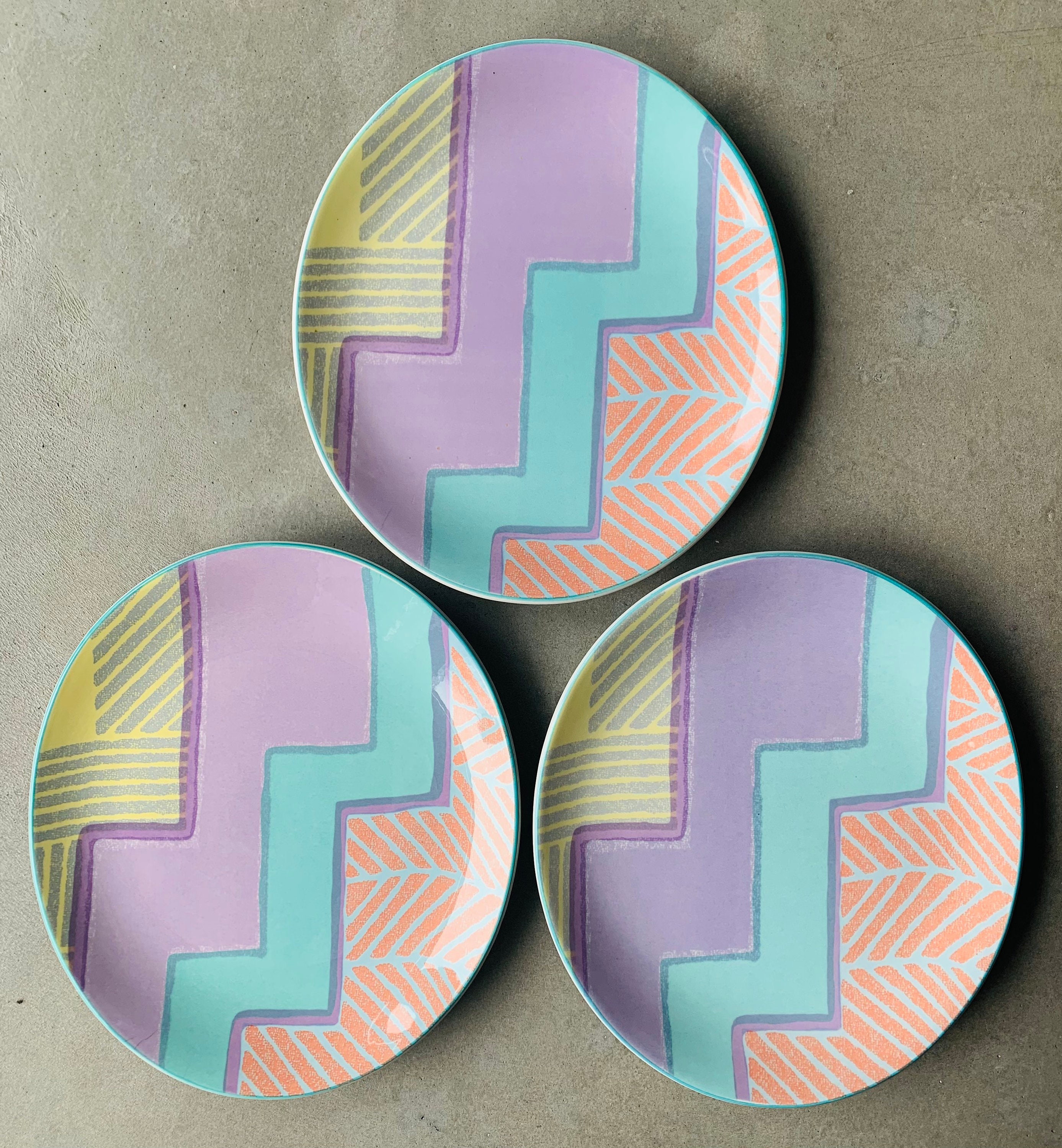 Memphis Style Borden Ontbijtbordjes Vintage - Etsy