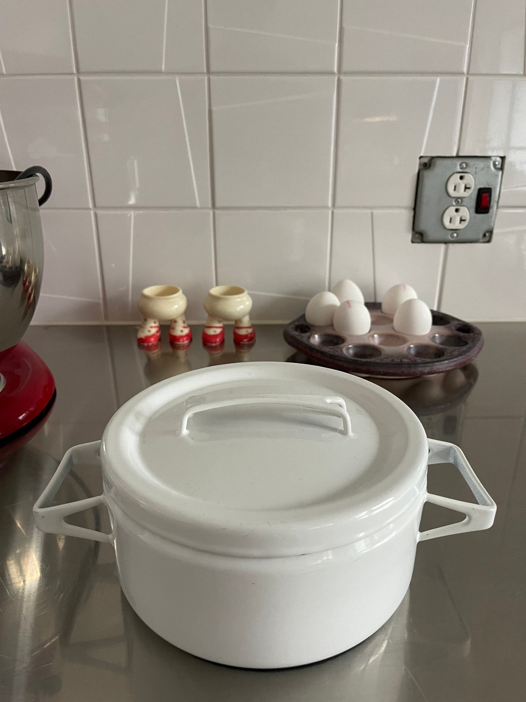 Seppo Mallat Finel Arabia Finland Pan Vintage Jaren 60 Wit Emaille Emaille Mid Century - Etsy