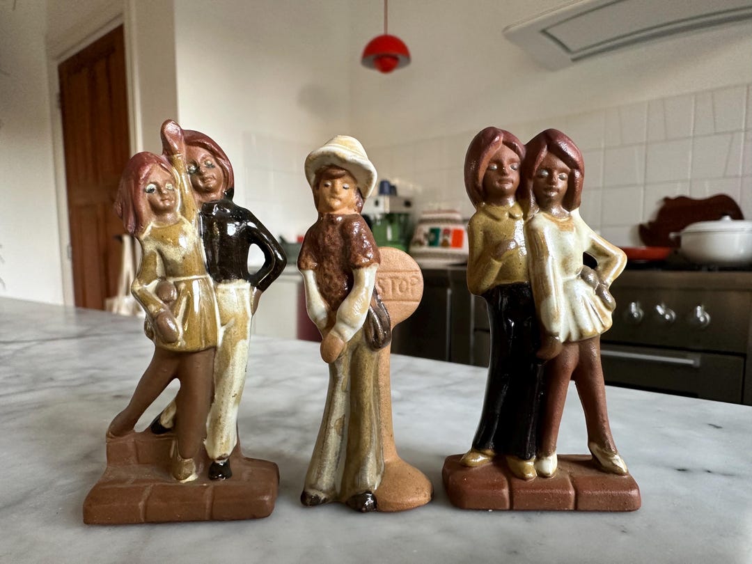 Shadow Box Figurines Miniatures Ceramic Vintage Seventies Teenagers Set ...