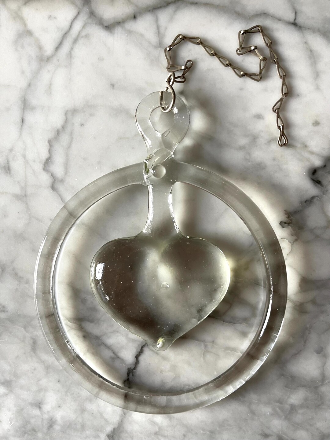 Vintage Swedish Heart Window Decoration in Glass by Bertil Vallien for ...