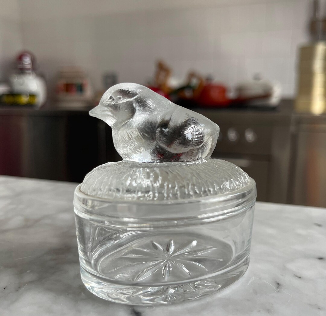 Luminarc France Small Glass Trinket Box Vintage Bird - Etsy