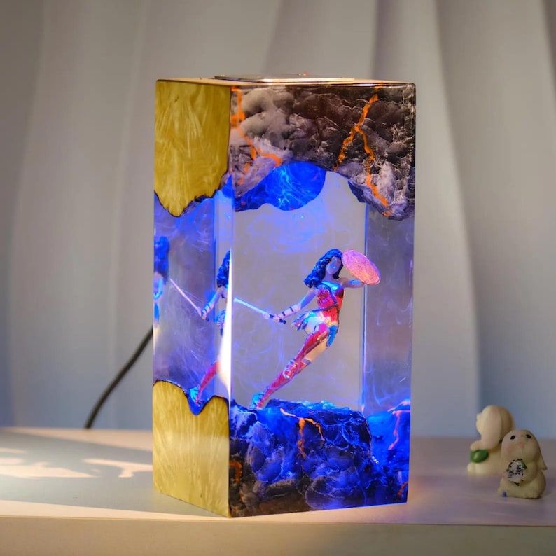 Wonder Woman Resin Lamp: Superhero Room Decor (LED Light, Handmade) - Etsy