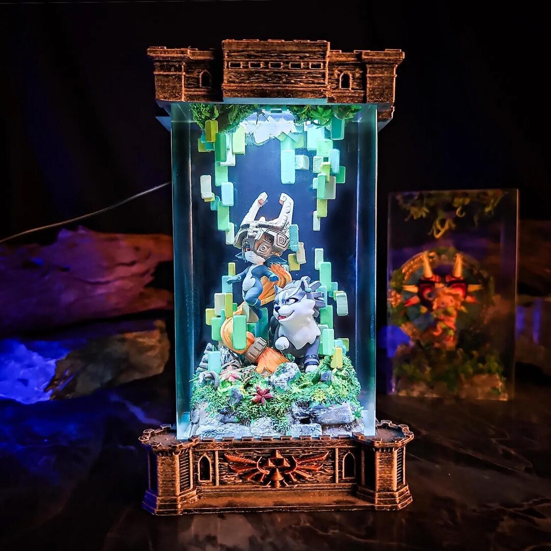 Midna Wolf Link Lamp: Handmade Resin and Wood Night Light - Etsy