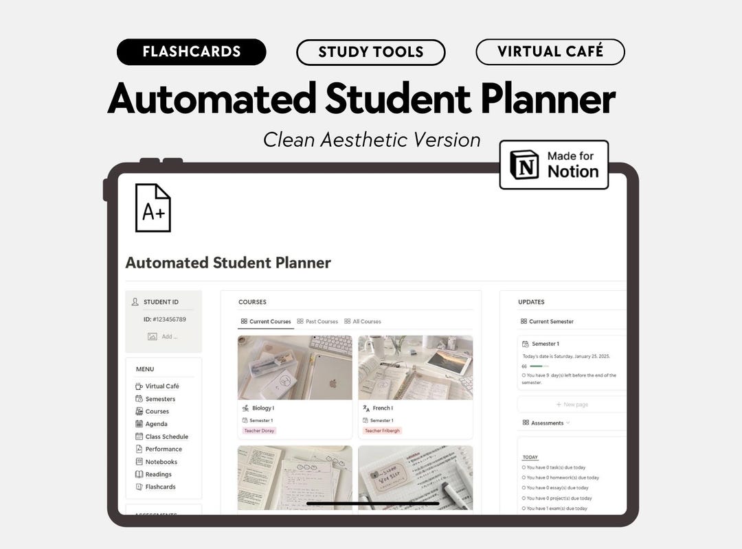 Notion Student Planner Template: Automated School Organizer (digital ...