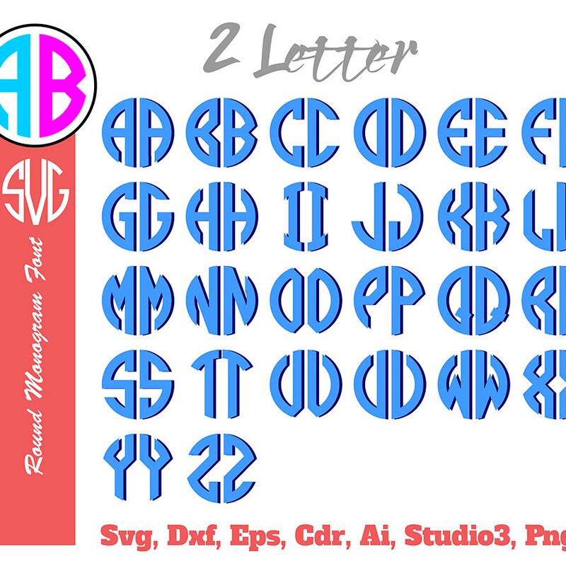 Circle Monogram Svg - Etsy