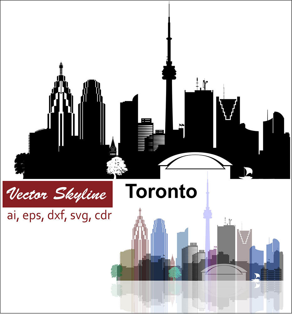 Toronto Vector Skyline Toronto SVG silhouette Svg Dxf | Etsy